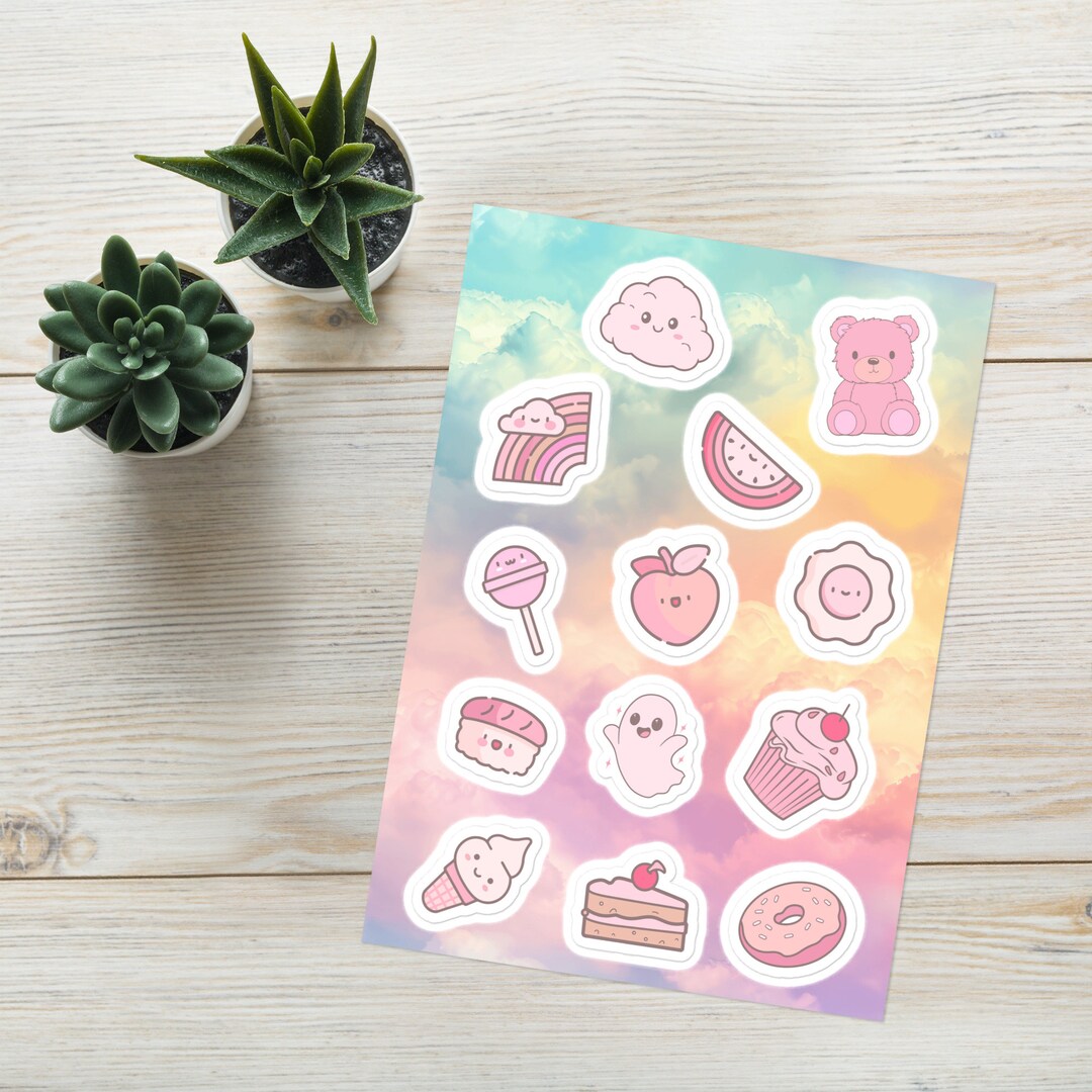 Pastel Pink Kawaii Sticker Set Adorable Stationery Cute Scrapbook ...