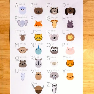 Little Animal Alphabet Poster Digital Download Nursery Wall Hanging ...