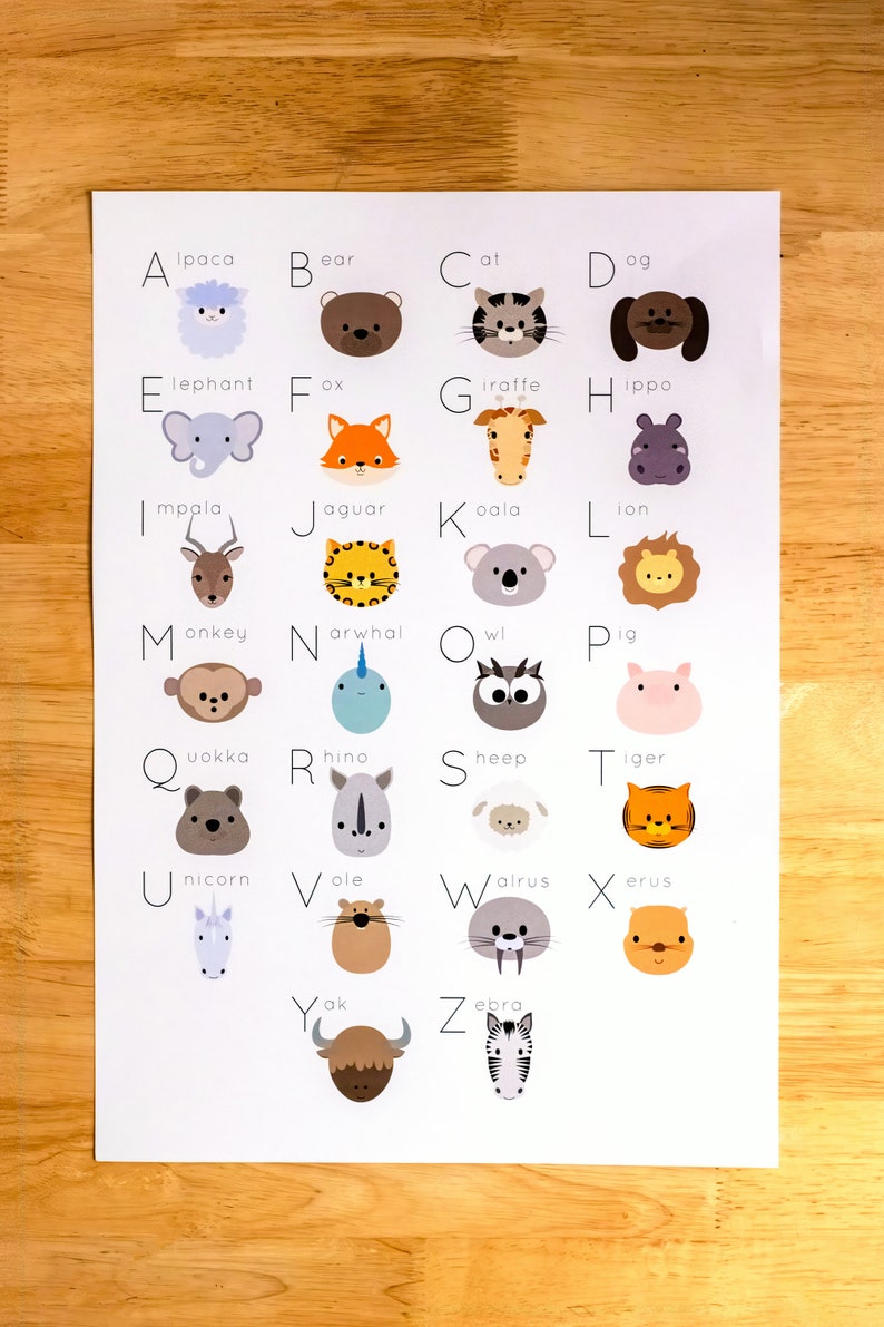 Little Animal Alphabet Poster Digital Download Nursery Wall Hanging ...