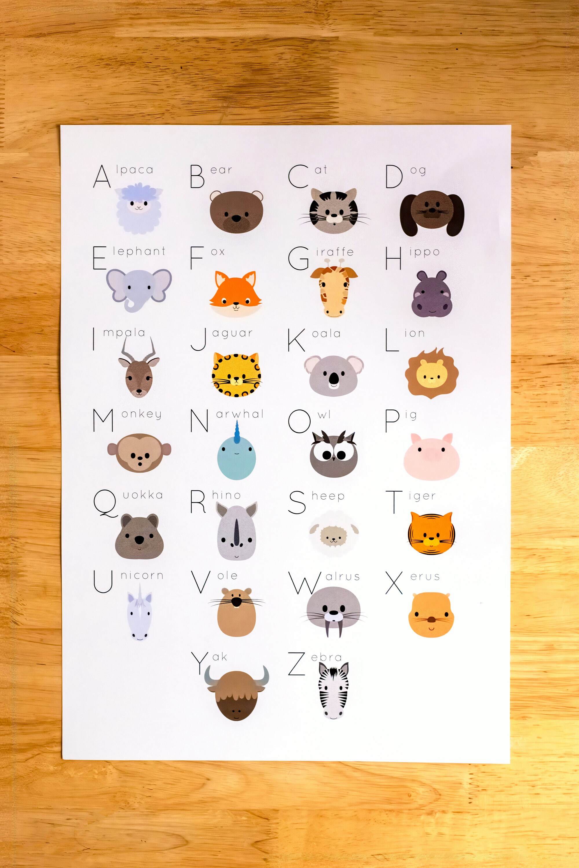 Little Animal Alphabet Poster Digital Download Nursery Wall Hanging ...