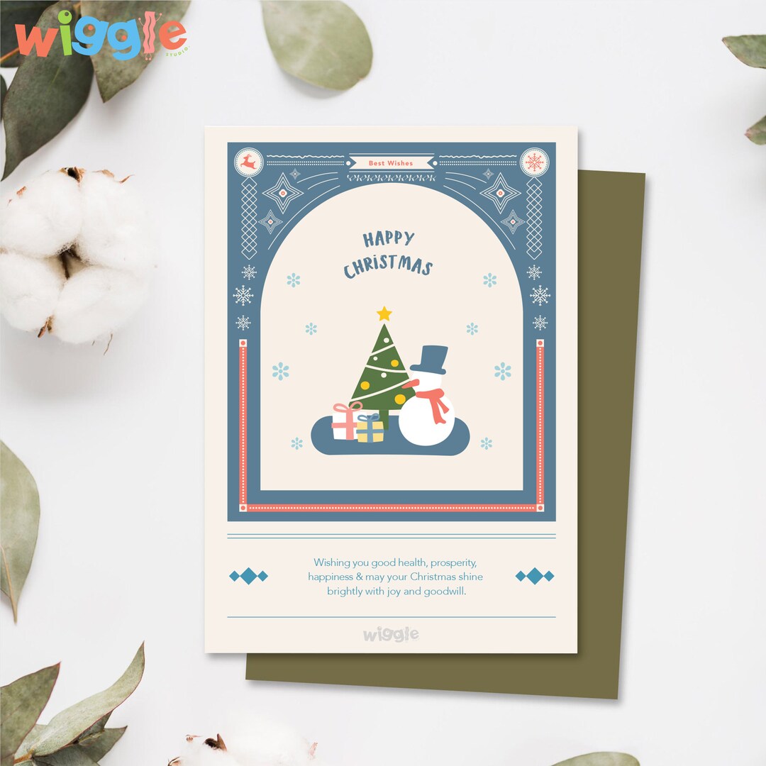 Wiggle Christmas Card Printable Instant Download Template Digital ...