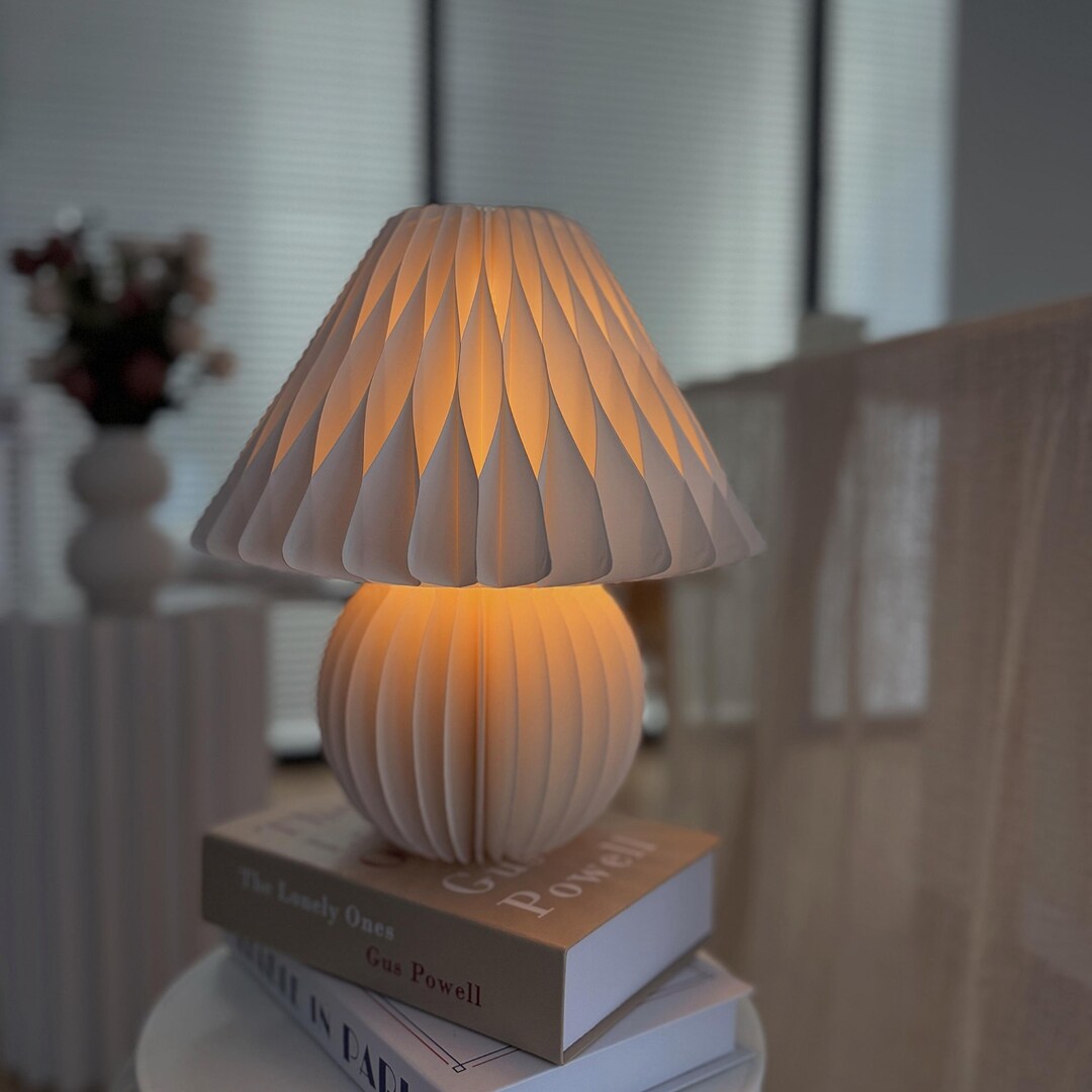 Pleated Paper Lamp, Folding Table Lamp, Modern Bedside Lamp, Paper ...