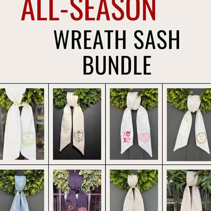 Monogrammed Wreath Sash - Etsy