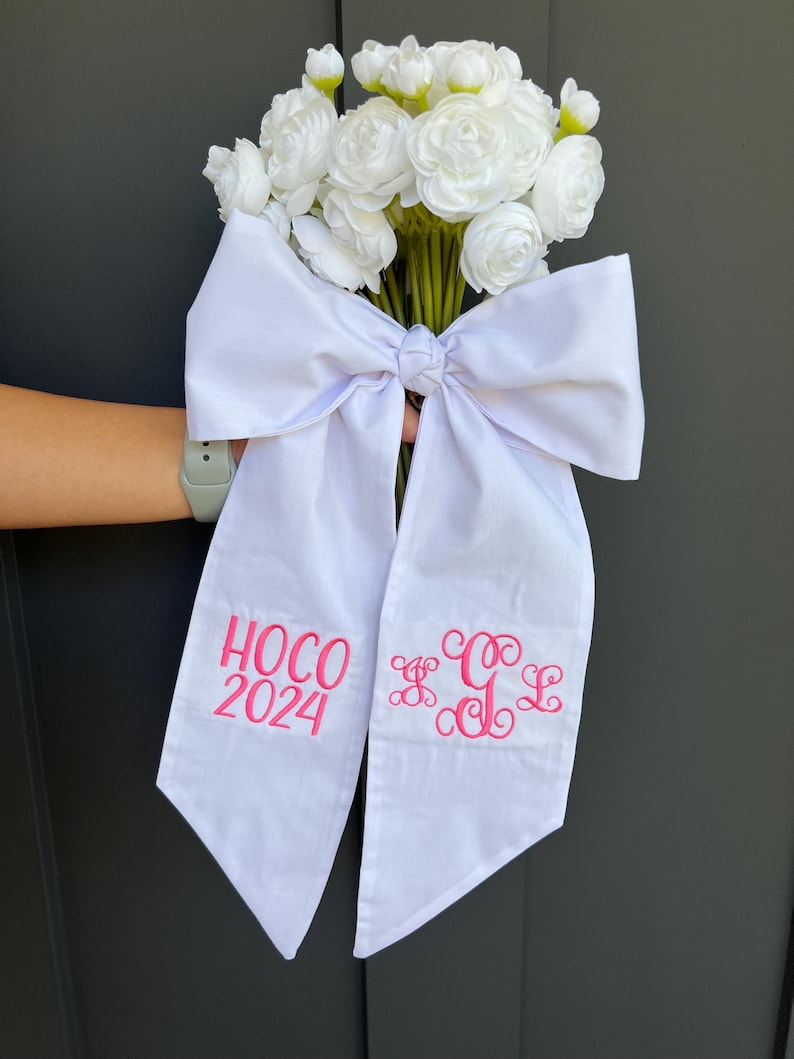 Hoco Custom Embroidered Bouquet Wrap Sash Bow Prom Bouquet Sash With ...