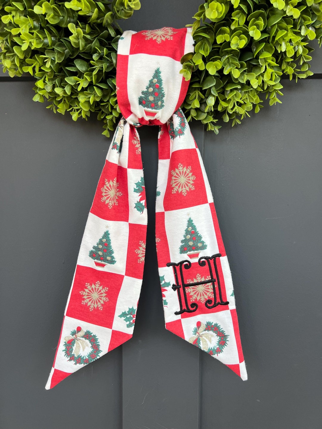 Christmas Wreath Sash Custom Monogrammed Front Door Bow Sash ...
