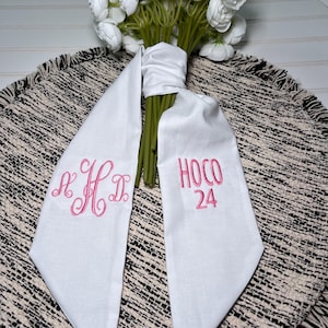 Hoco Custom Embroidered Bouquet Wrap Sash Bow Prom Bouquet Sash With ...