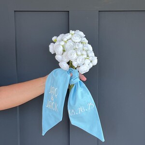Hoco Blue Custom Embroidered Bouquet Wrap Sash Bow Prom Bouquet Sash ...