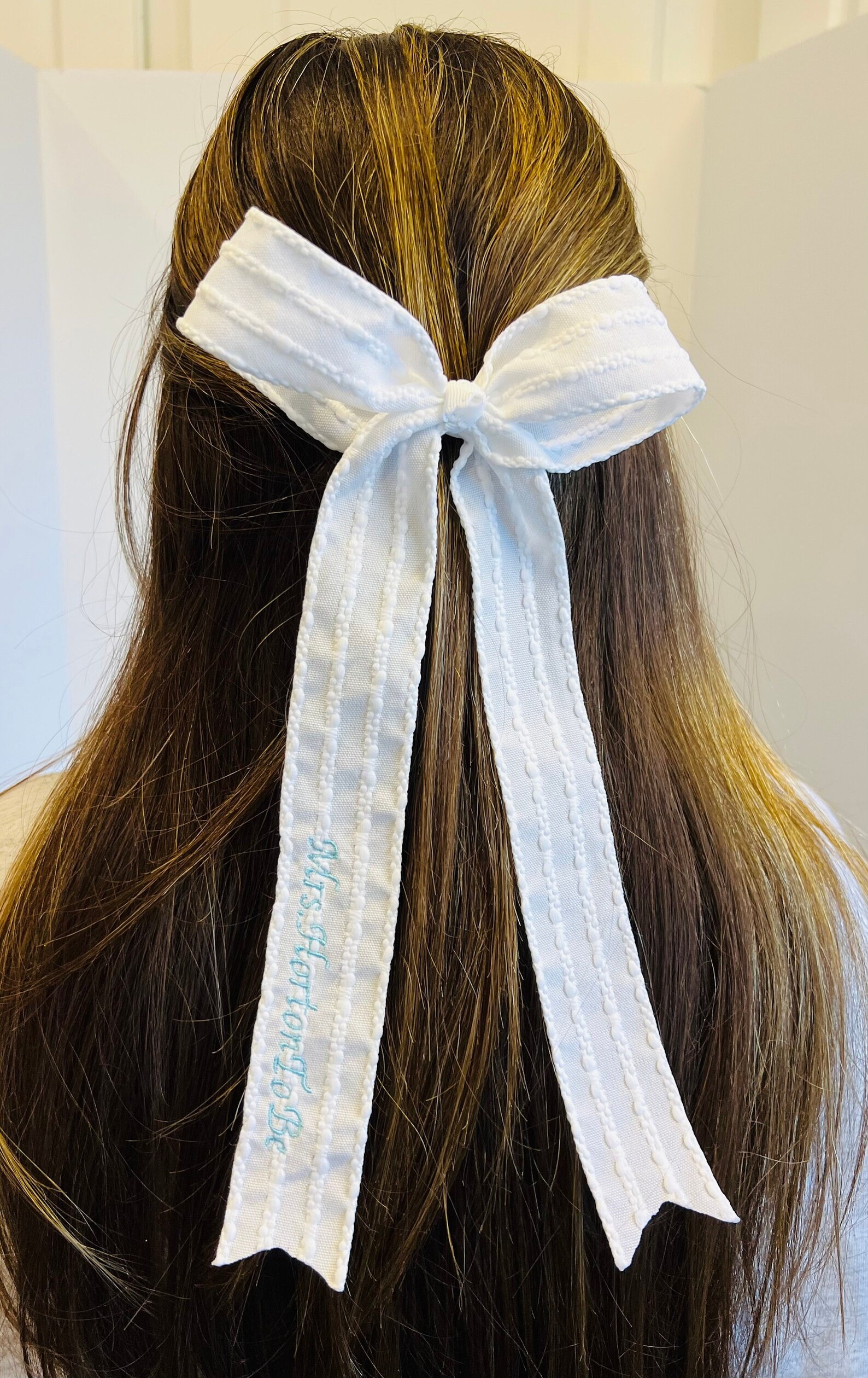 Personalized Wedding Bow Rehearsal Dinner White Bow Just Married Bow ...