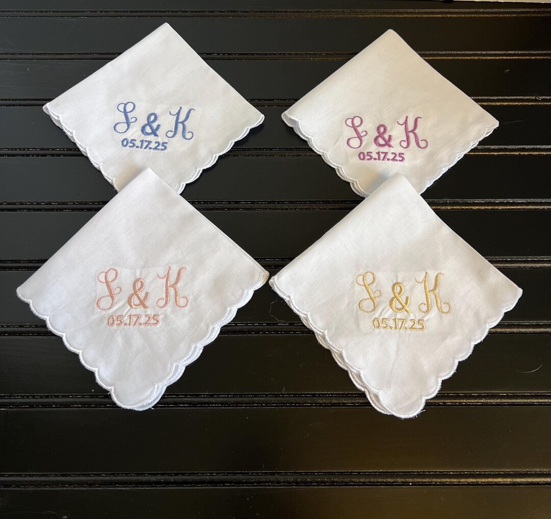 Personalized Vintage Style Handkerchief for Bride and Groom Wedding Day ...