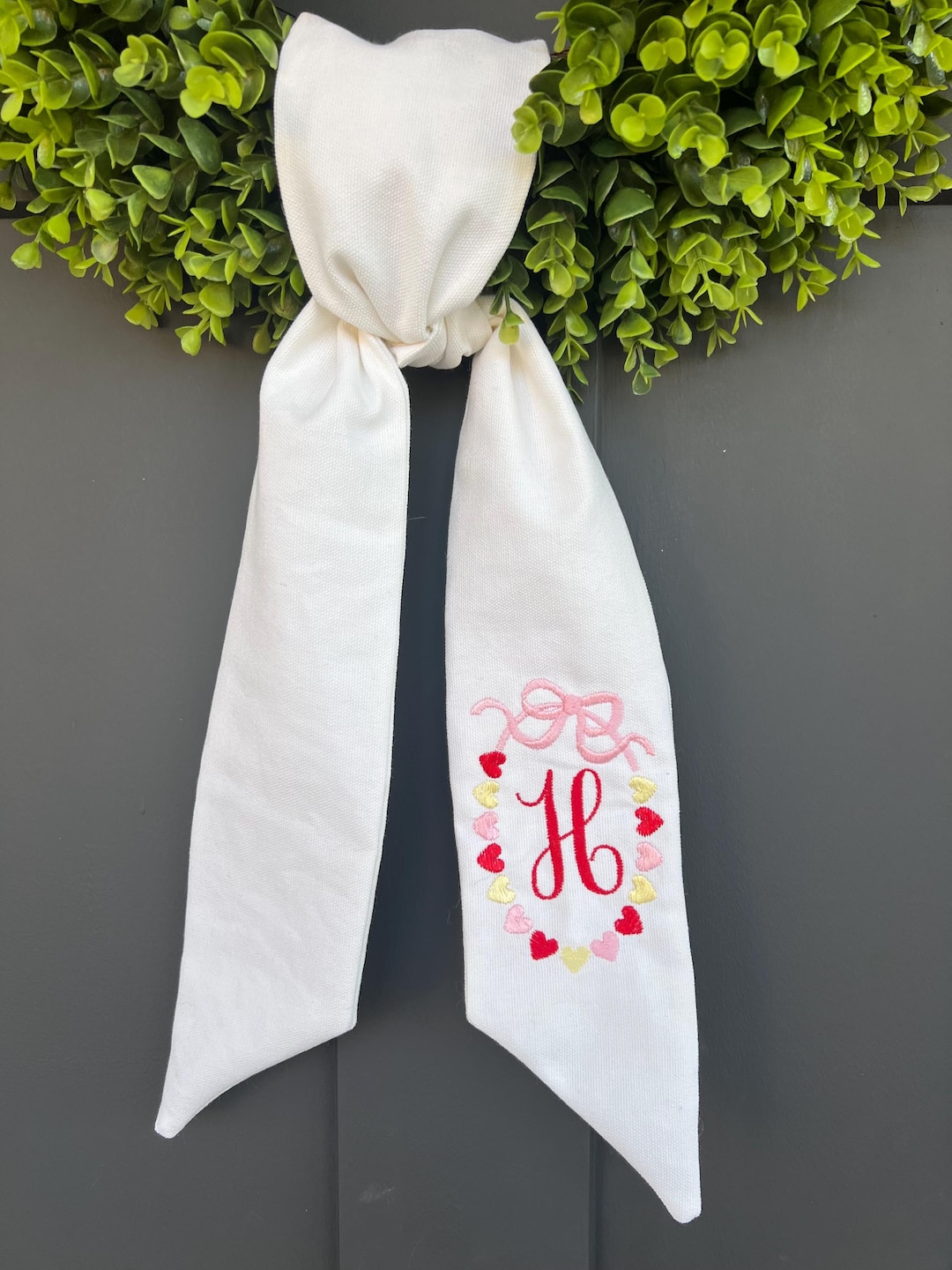 Valentine Candy Heart Crest Wreath Sash Valentine's Decor Monogram ...