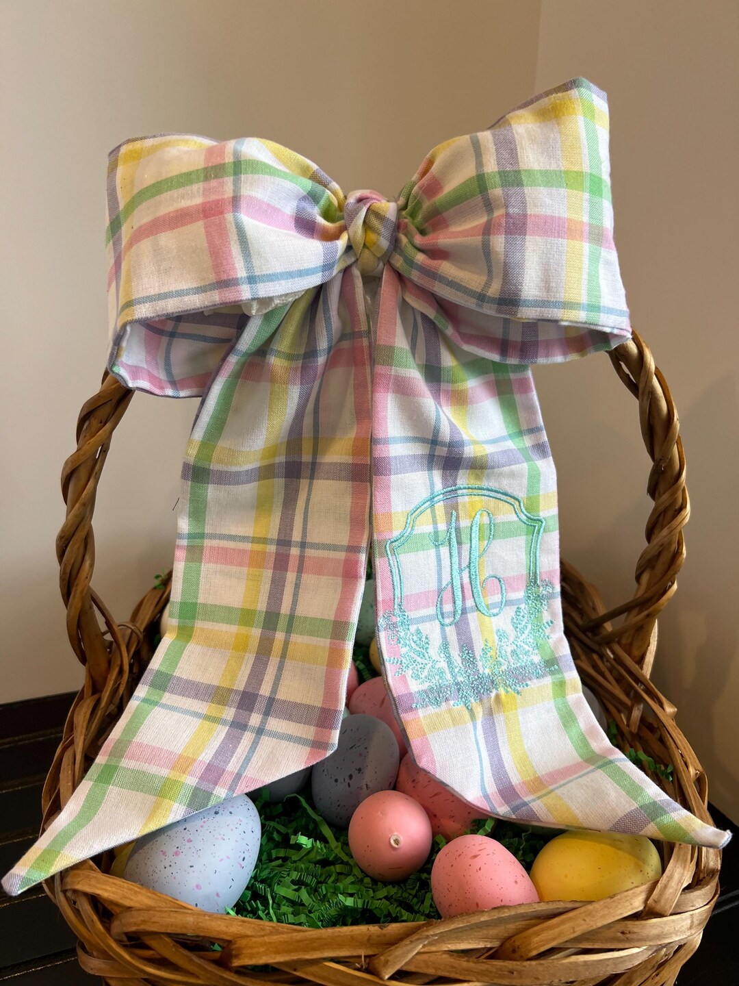 Personalized Easter Basket Bow Sash Flower Girl Basket Bow New Mom Gift ...