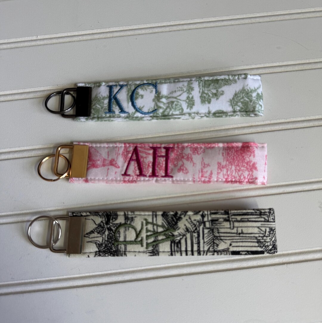 Monogrammed Toile Key Fob Wristlet | Stocking Stuffer Christmas Gift ...