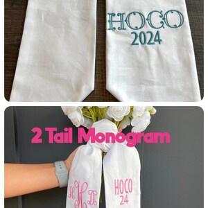 Custom Embroidered Bouquet Wrap Sash Bow HOCO Prom Bouquet Sash With ...