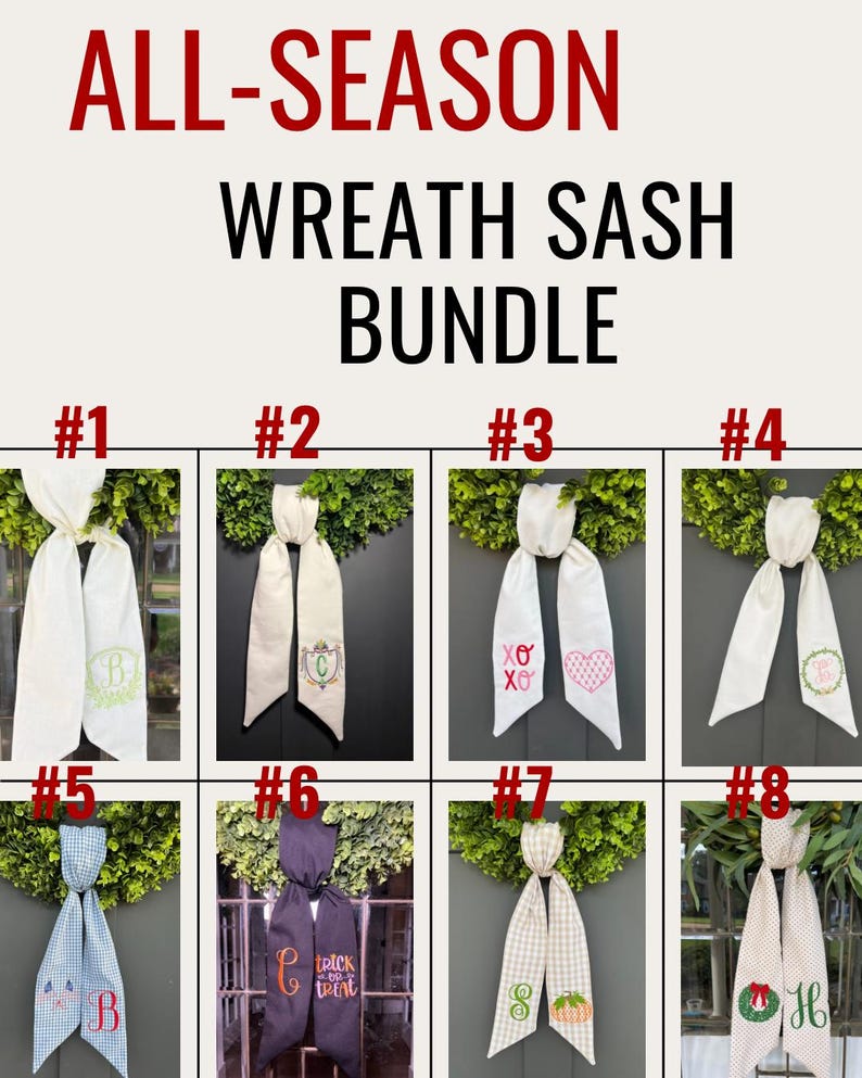 All-season Wreath Sash Bundle | Choose 4, 6 or 8 | Year-round Holiday ...