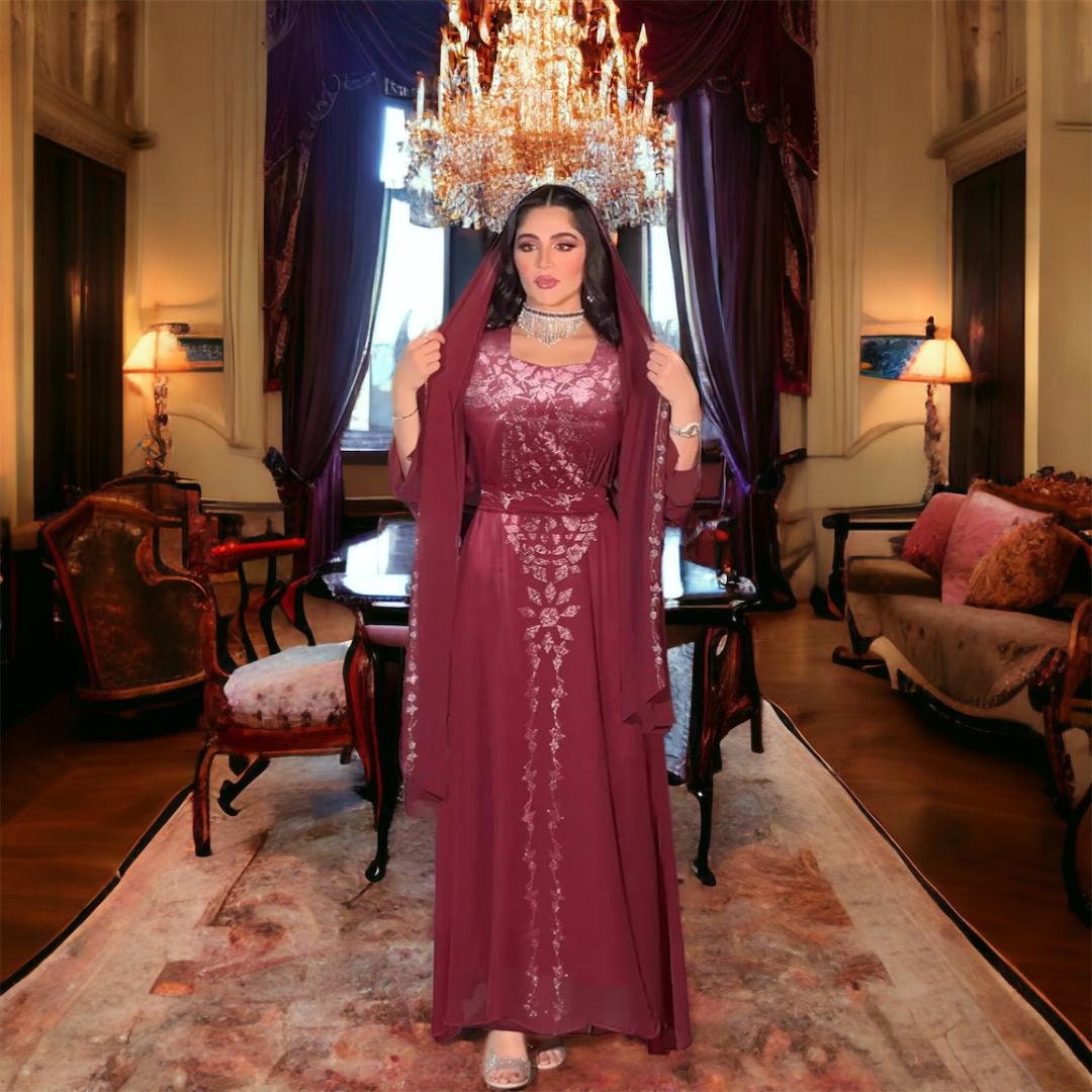 Red Abaya Middle East Dress Muslim Hijab Elegant Arabic Eid - Etsy