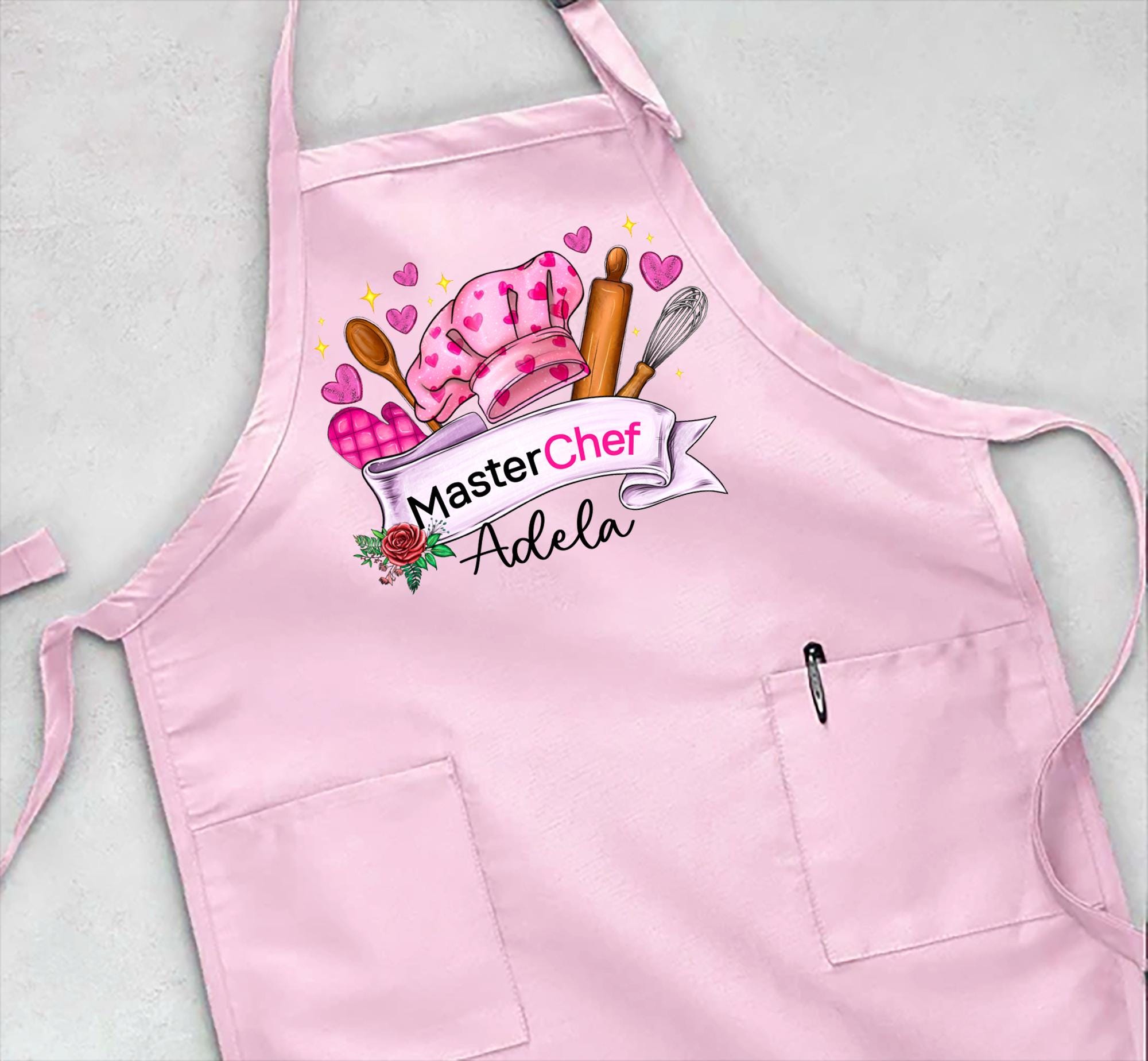 Master Chef Apron , Custom Name Apron With Pockets, Custom Chef Gift ...