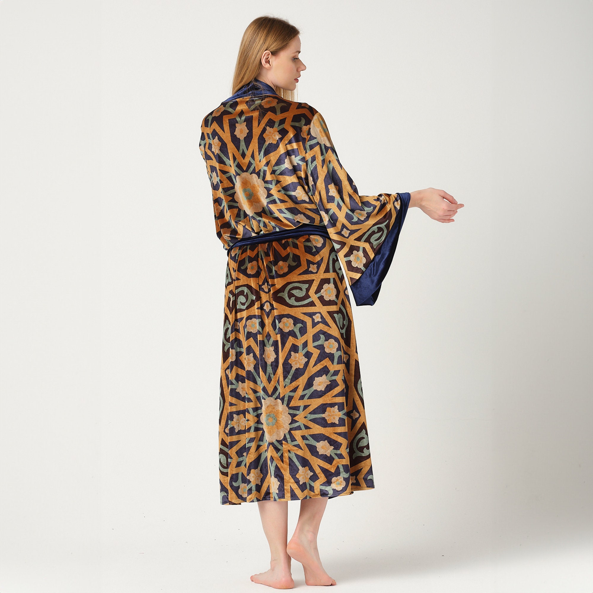Oversized Long Velvet Kimono Robe for Women, Handcrafted, Plus Size ...