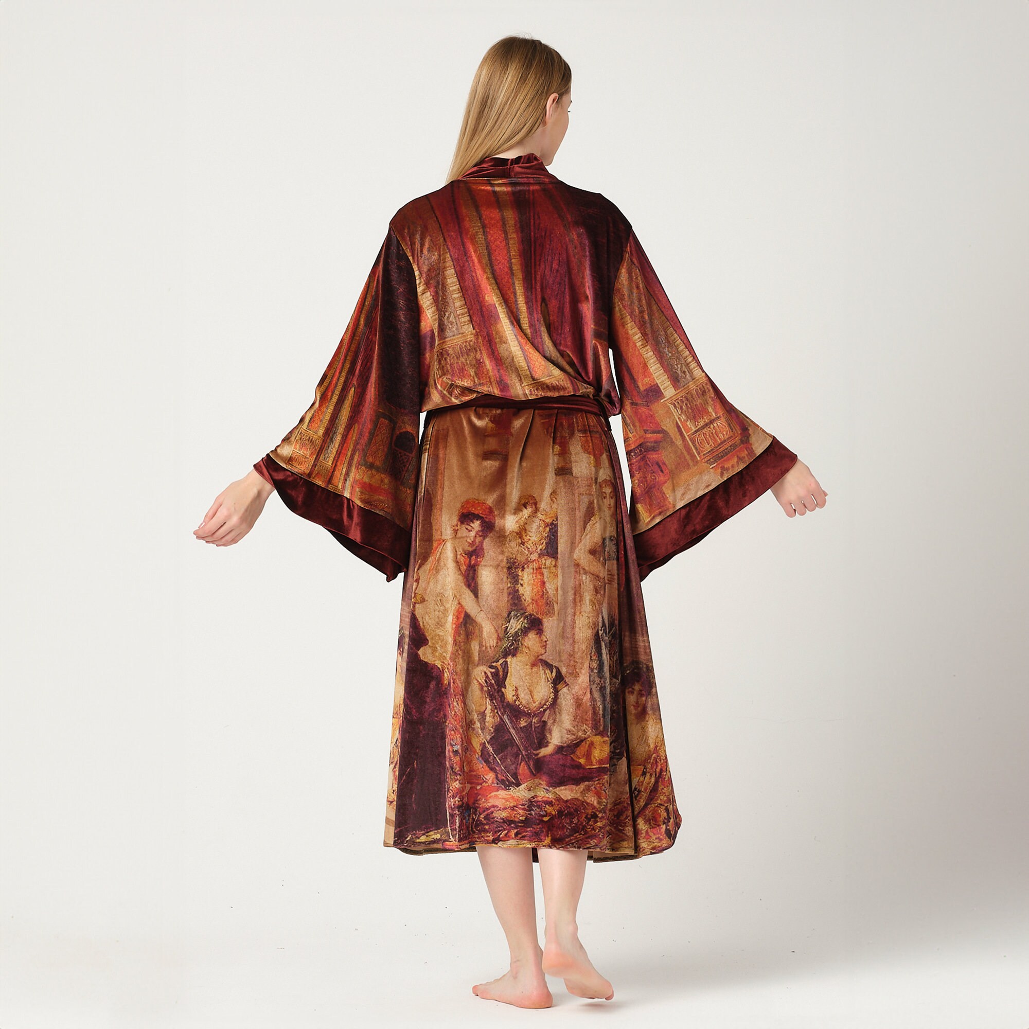 Oversized Long Velvet Kimono Robe for Women, Handcrafted, Plus Size ...
