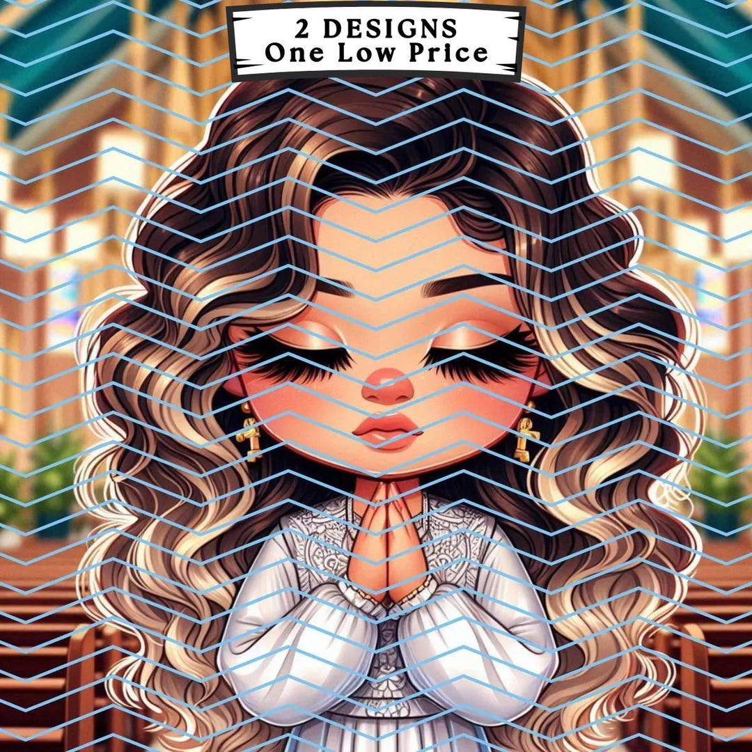 4 Praying Chibi Girl Design PNG Instant Download 300 DPI - Etsy