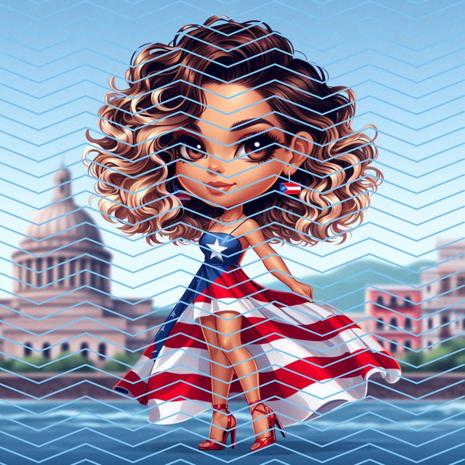 Puerto Rico, Chibi Girl Wrap, Png Design, Sublimation - Etsy