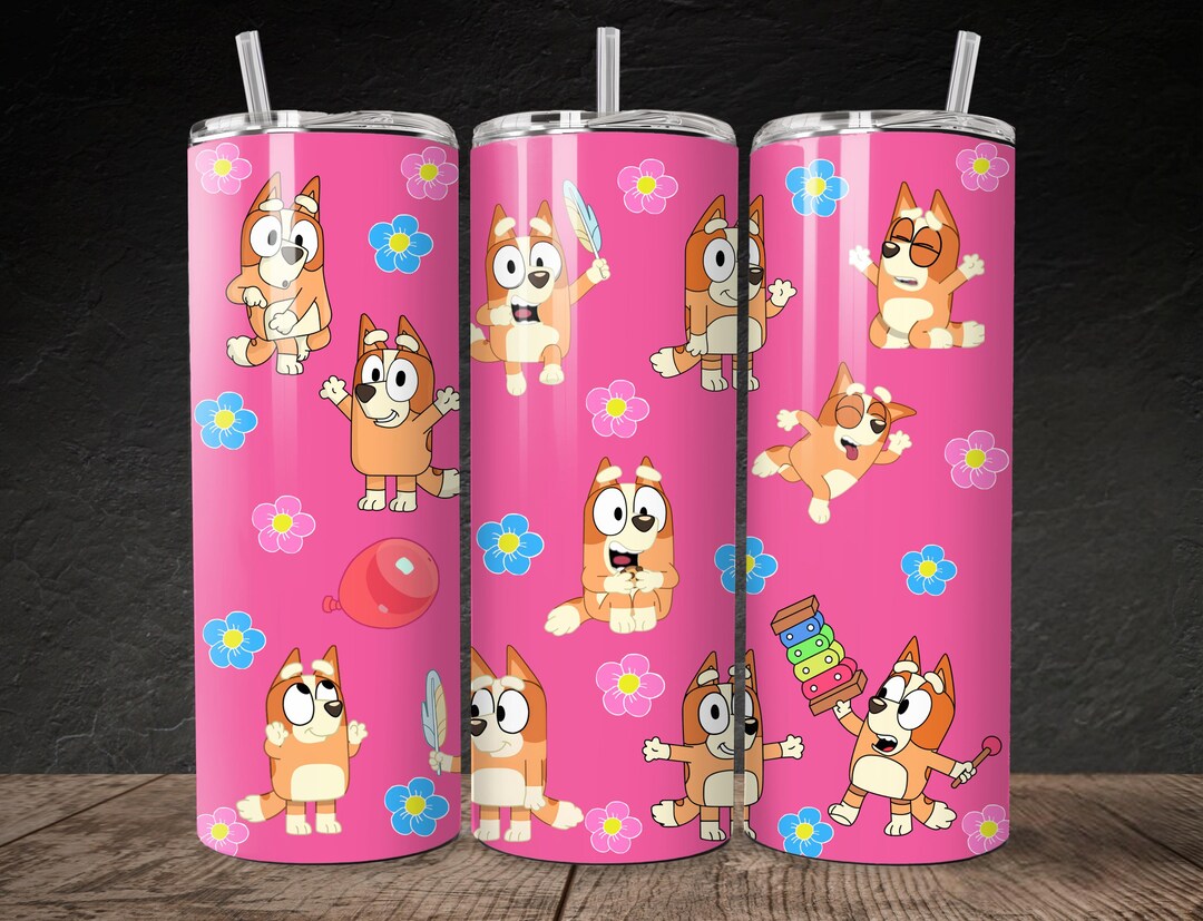 Blue Dog Red Balloon Pink Design, 20 Oz Straight Skinny Tumbler Wrap ...