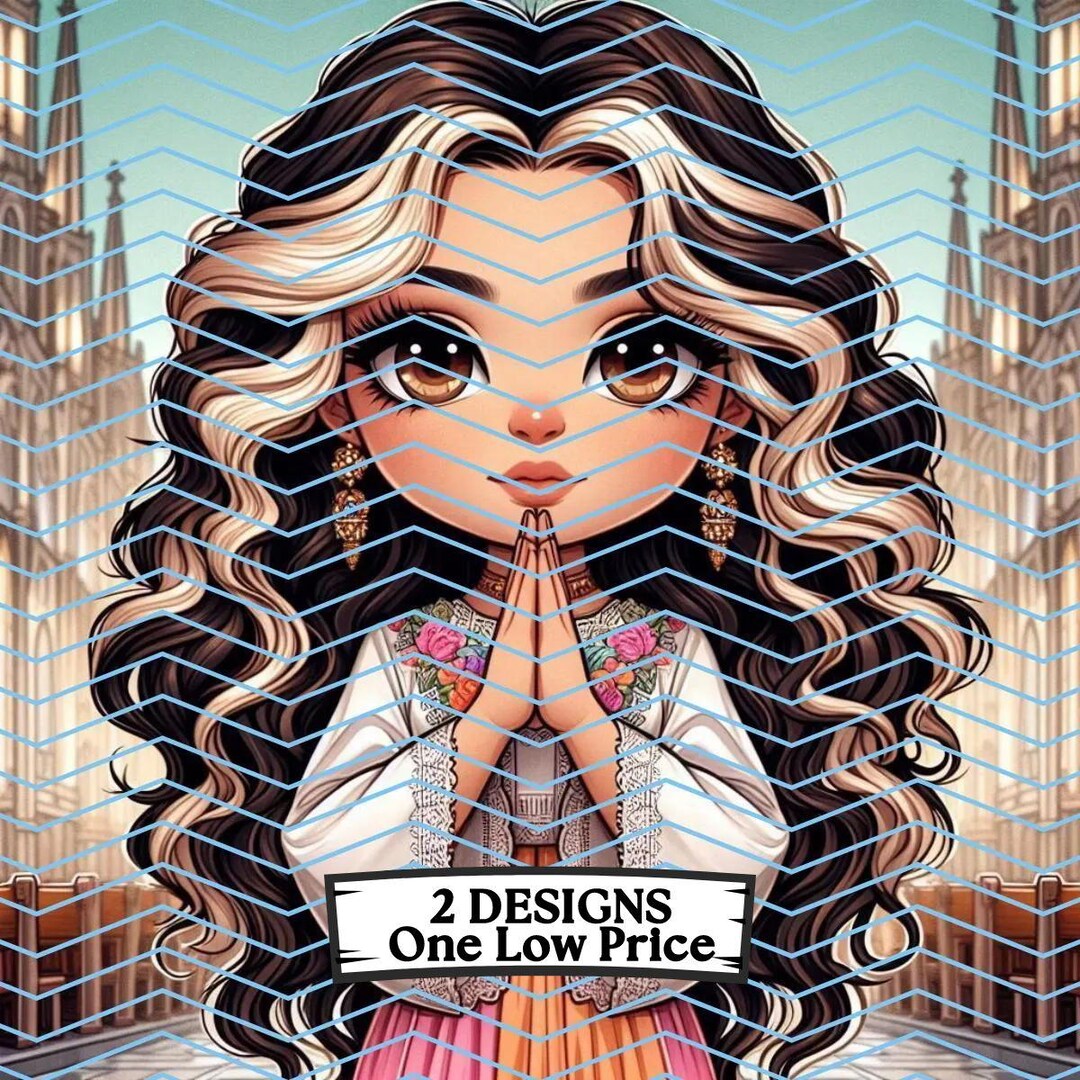 2 Chibi Girl Praying Design PNG Instant Download 300 DPI - Etsy