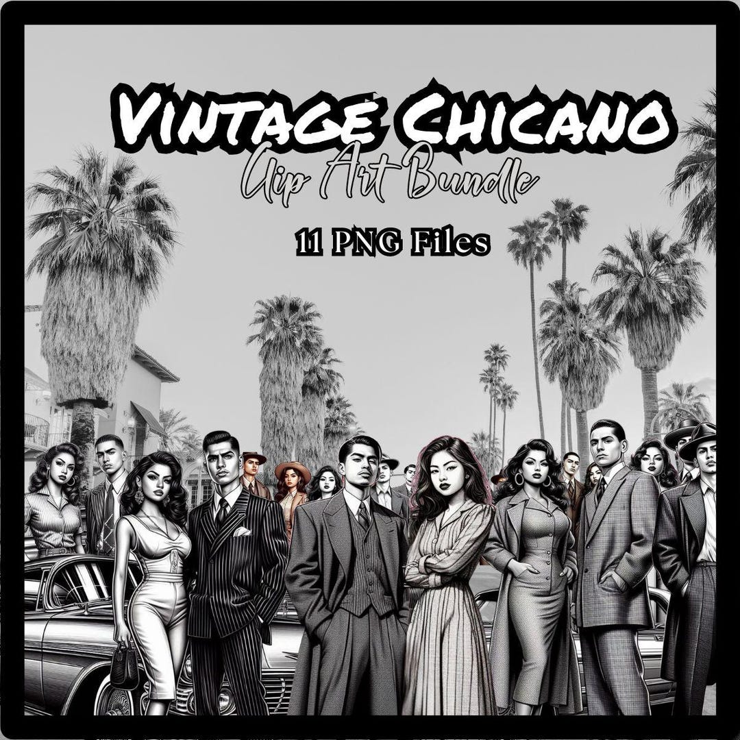 Vintage Chicano Clipart Bundle, 11 PNG Files, Instant Download, 2400px ...