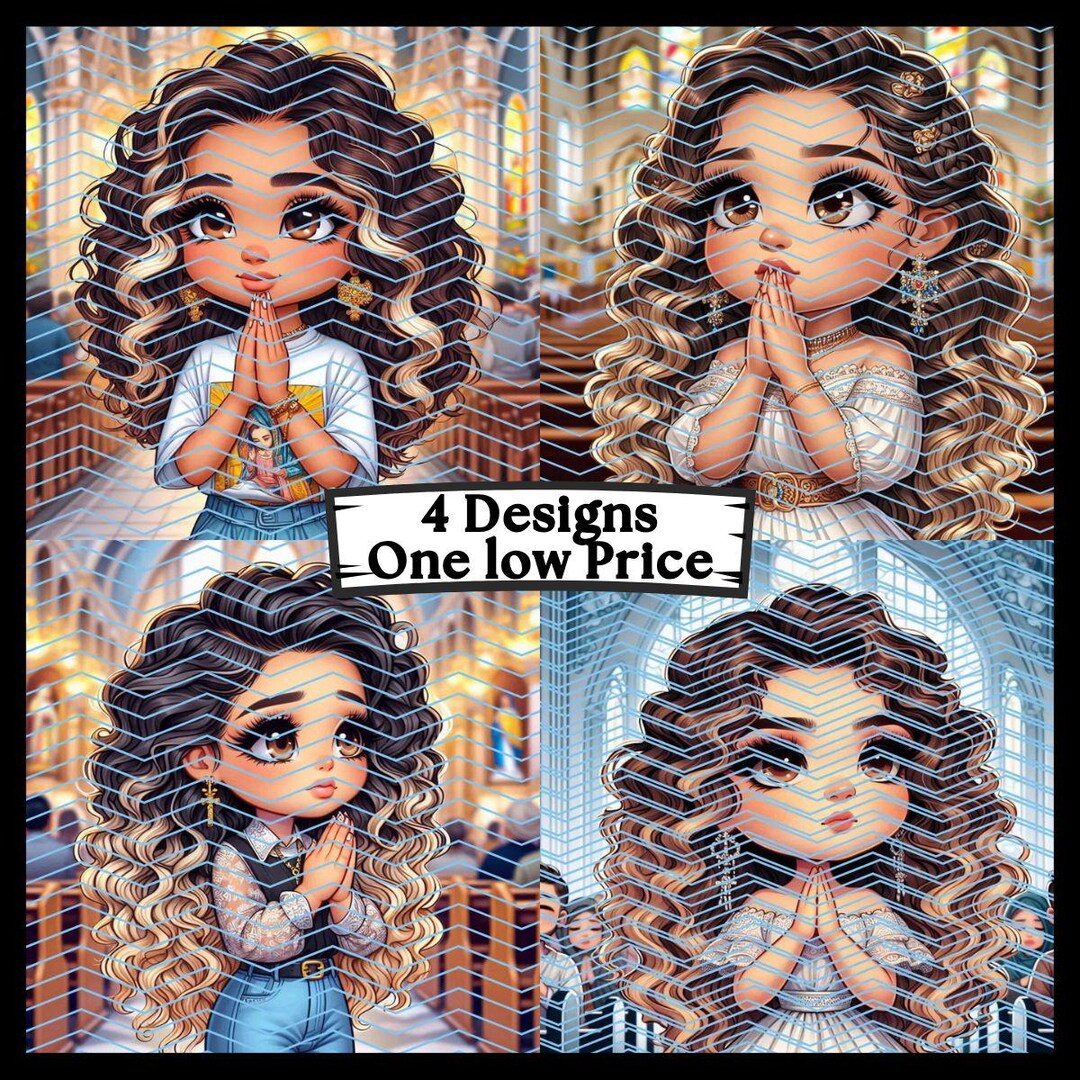 4 Praying Chibi Girl Wrap, Png Design, Sublimation - Etsy