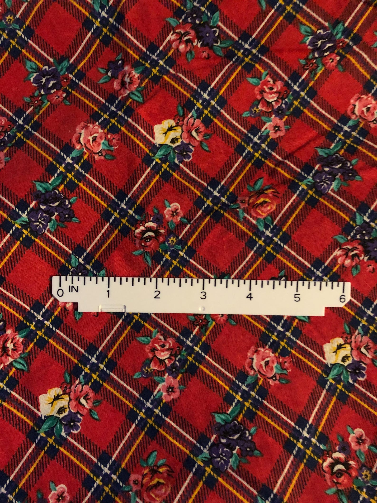 Cotton Vintage Red Floral Plaid Fabric - Etsy