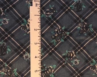 Cotton Vintage Red Floral Plaid Fabric - Etsy