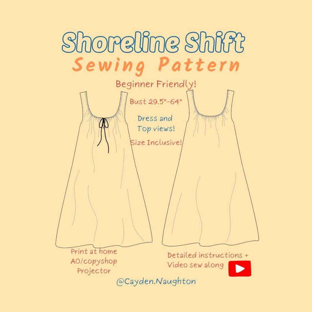 Shoreline Shift Dress Sewing Pattern | Beginner Friendly (PDF Pattern ...