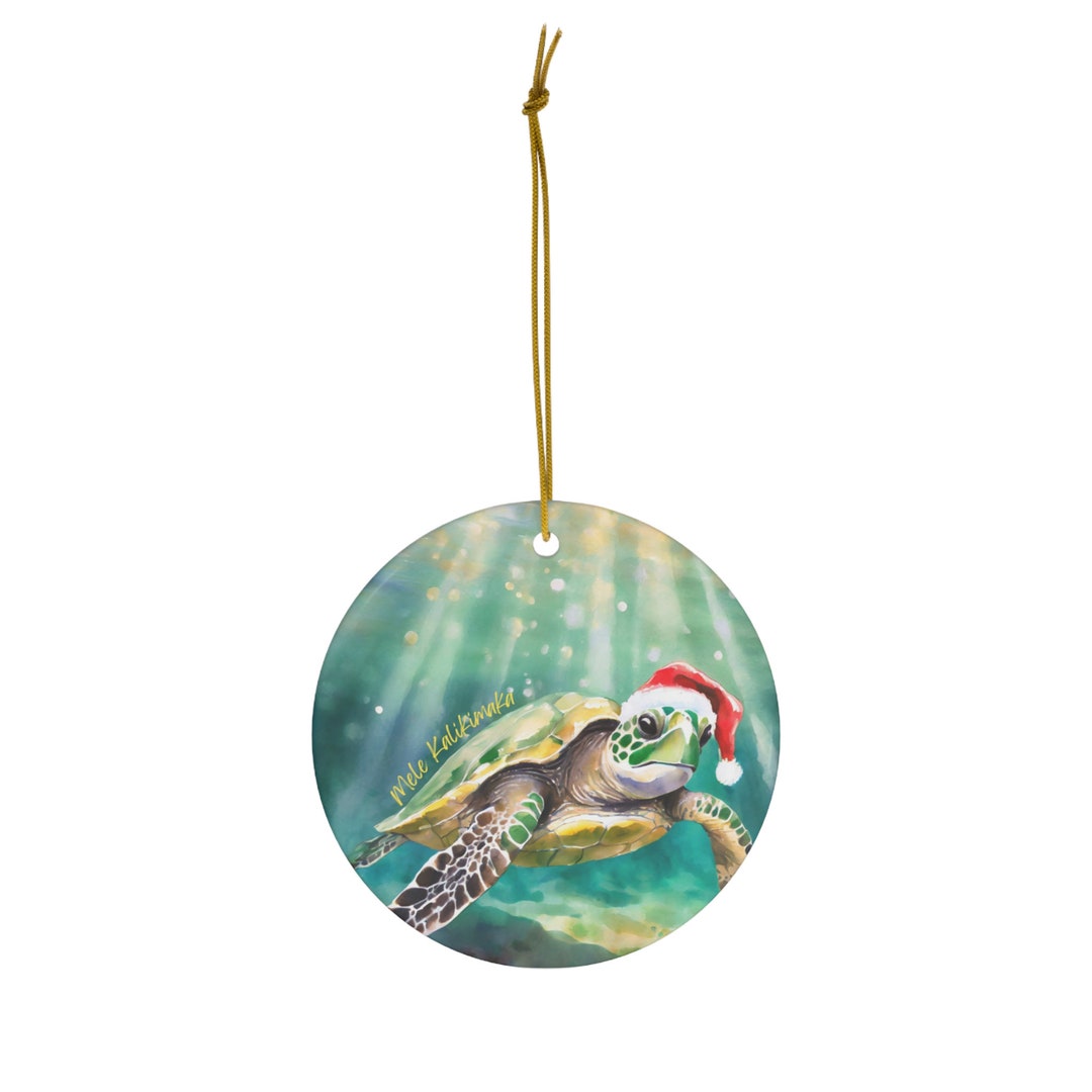 Mele Kalikimaka Honu Santa Claus, Turtle Ceramic Circle, Christmas ...