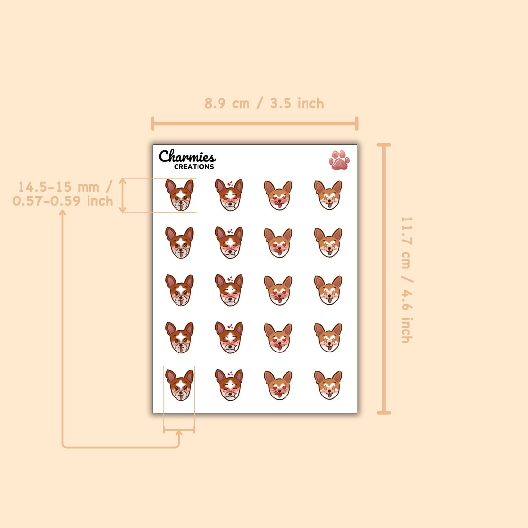 Love Pup Emoji Stickers Cute Dog Planner Stickers, Mood Tracking ...