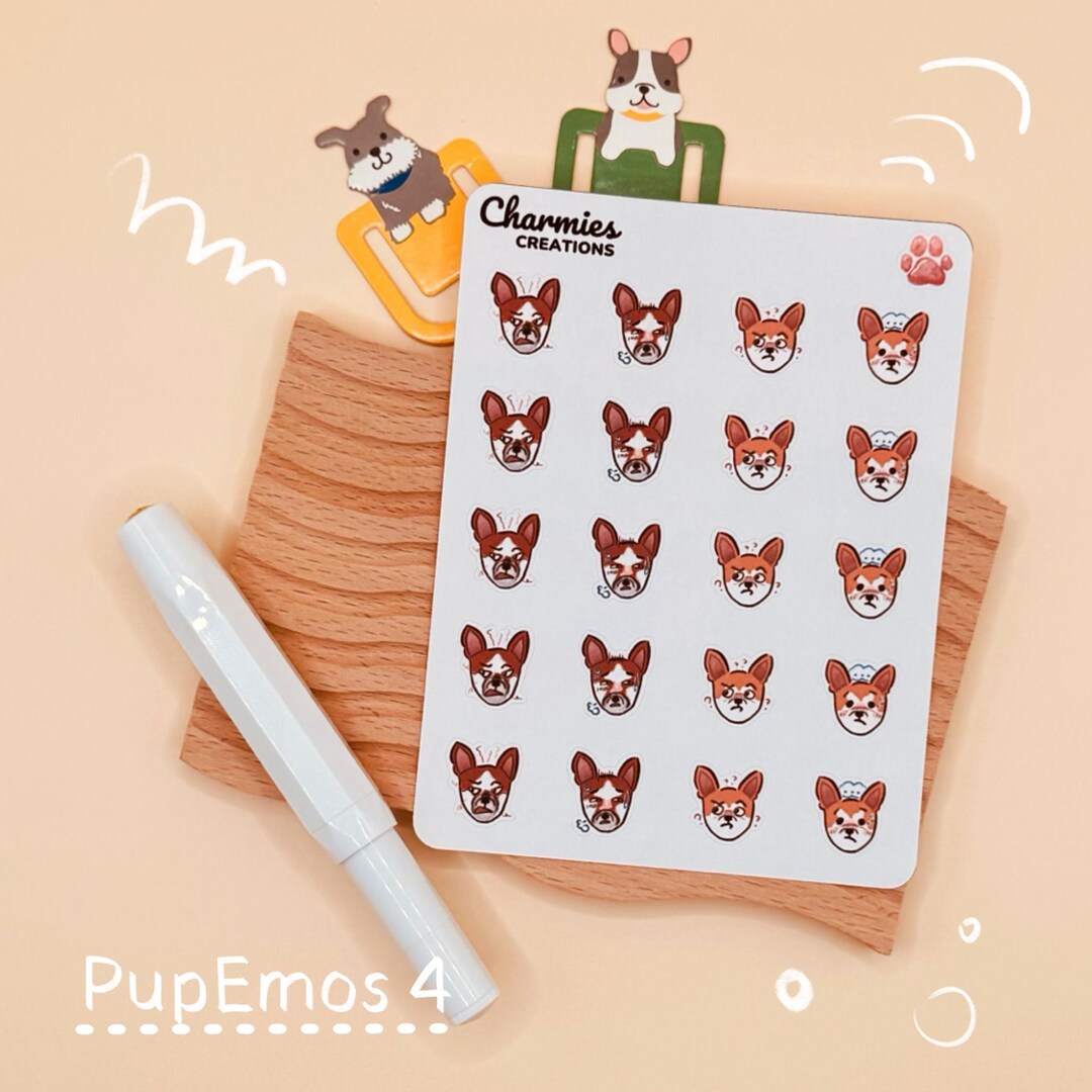 Irritated Pup Emoji Stickers Cute Dog Planner Stickers, Mood Tracking ...