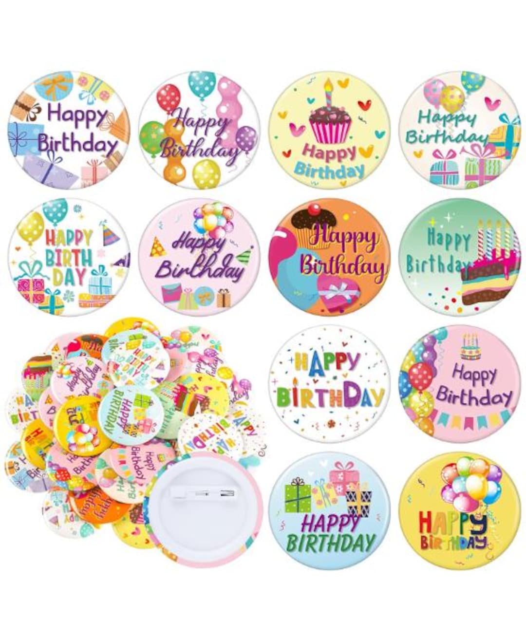 Happy Birthday Pin for Kids Birthday Buttons Colorful Birthday Pin Boys ...