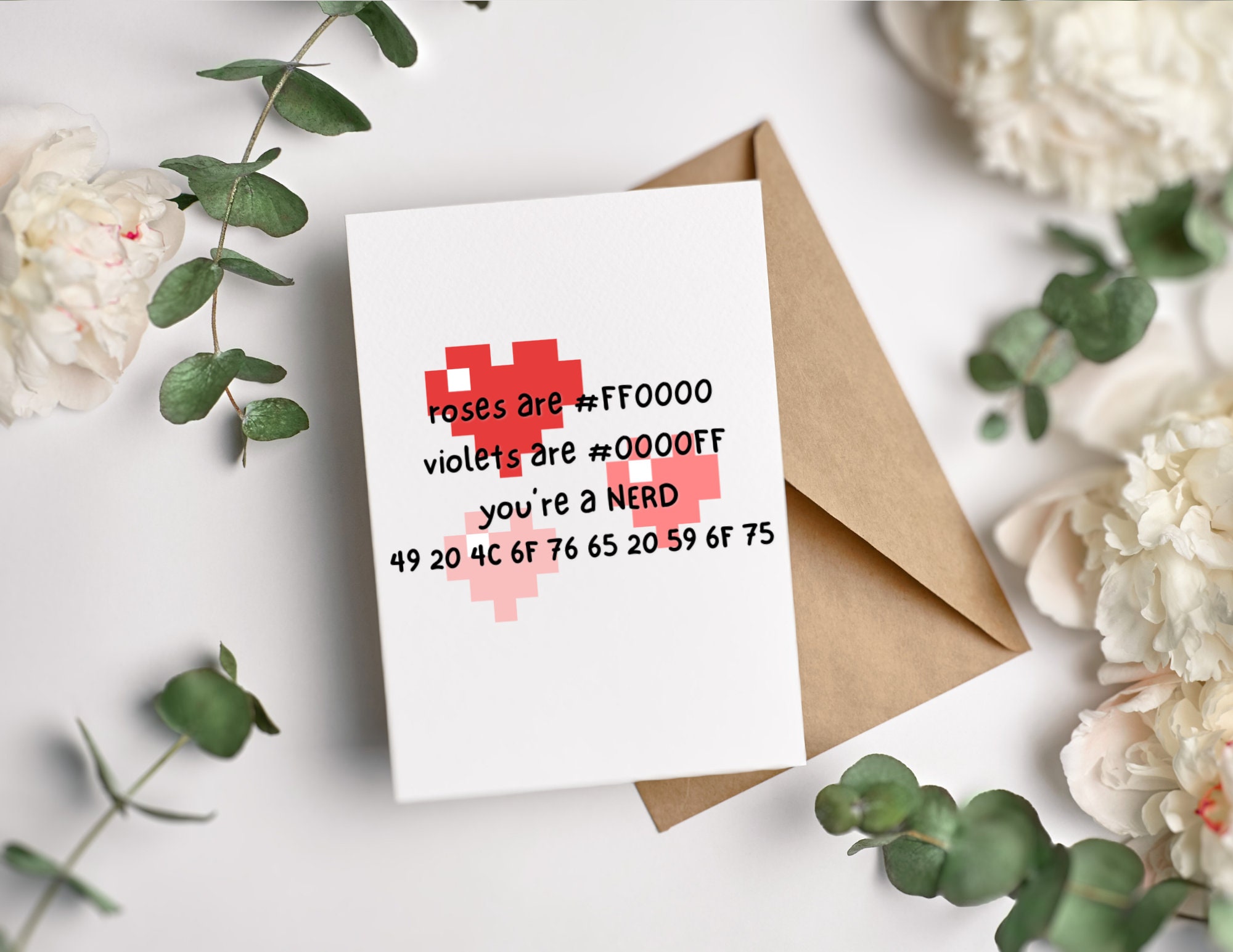 Hexadecimal Love Code Printable Witty Tech-themed Valentine's Card for ...