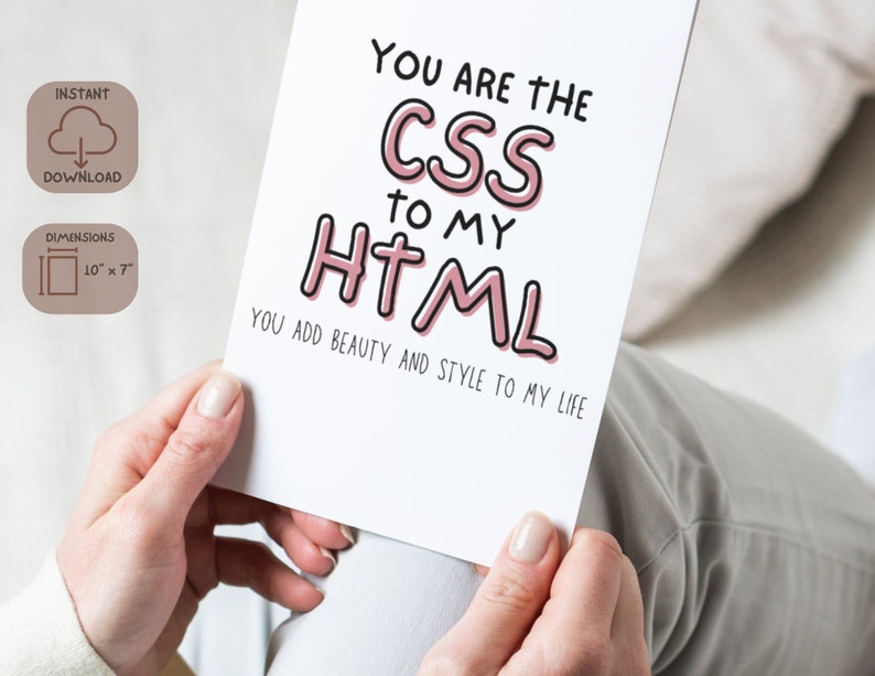 CSS to My HTML Printable Witty Tech-themed Anniversary Card for ...