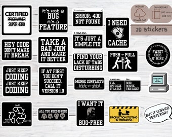 Tech Support Humor Sticker Pack Sticker Pack - Printable Set of 20 ...