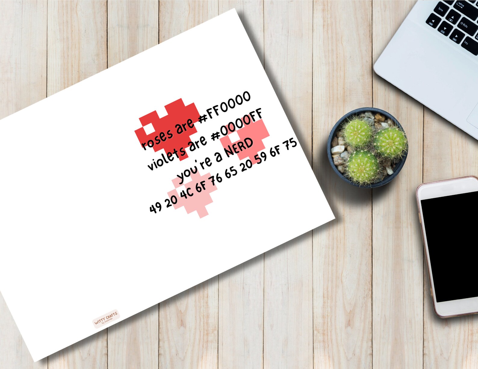 Hexadecimal Love Code Printable Witty Tech-themed Valentine's Card for ...