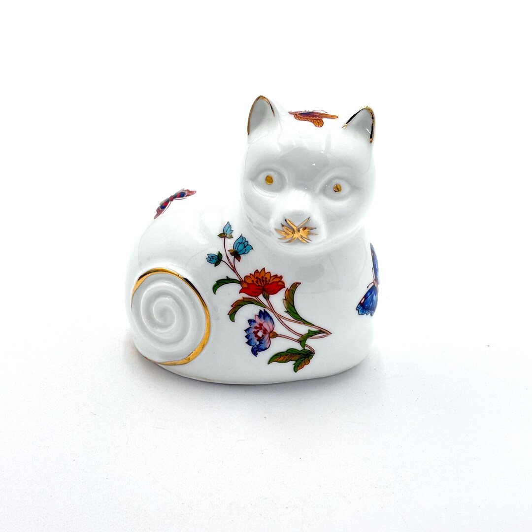 Rosenthal Netter Porcelain Cat Figurine Floral Butterflies Ornate Gold ...