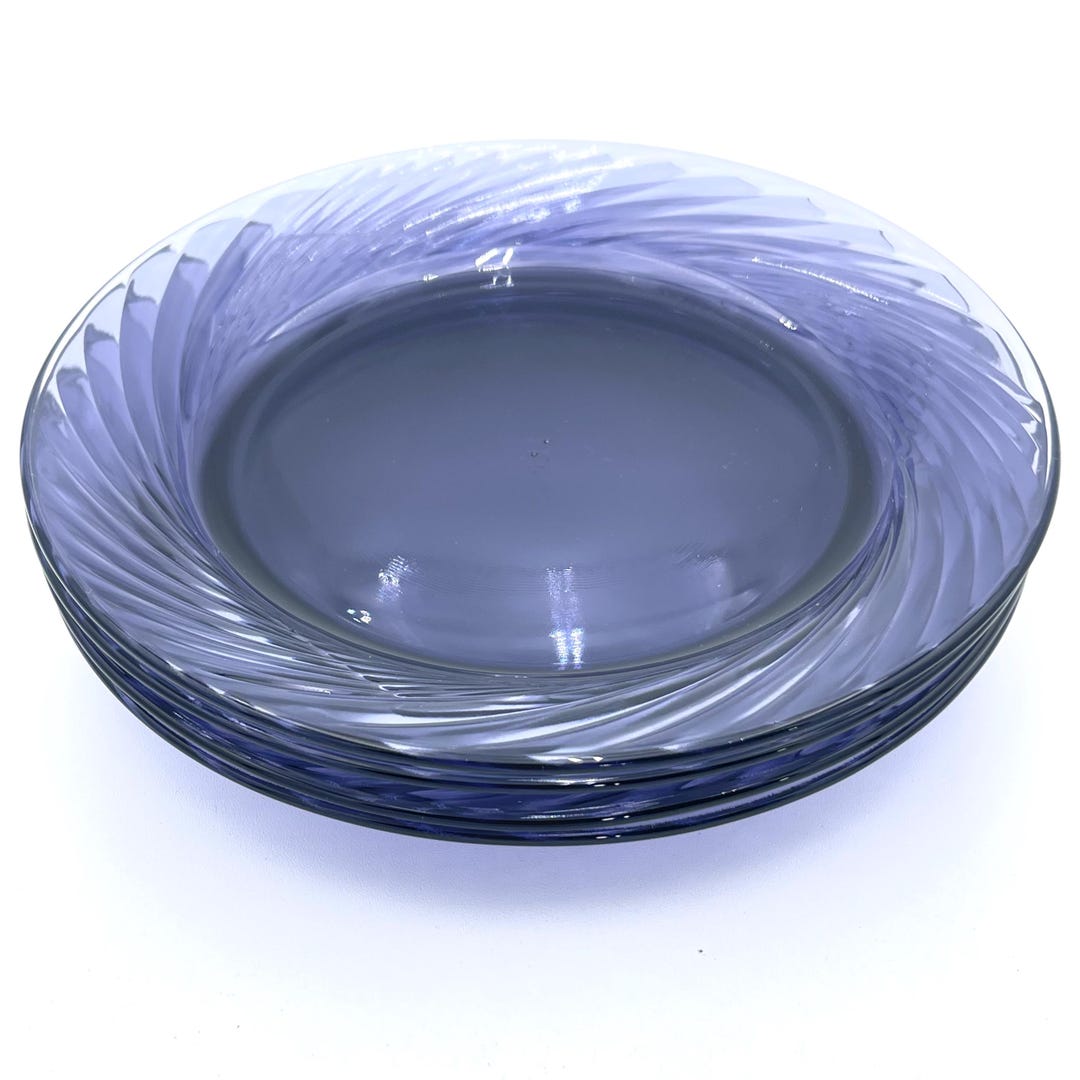 Pyrex Corelle Festiva Amethyst Saucer Plate Set 4 Purple Swirl Vtg ...
