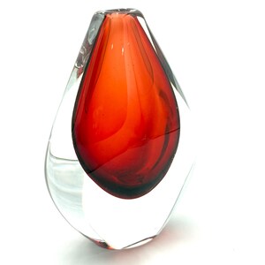 Orrefors Signed Sommerso Art Glass Vase Red Ruby Made Sweden Vintage - Etsy