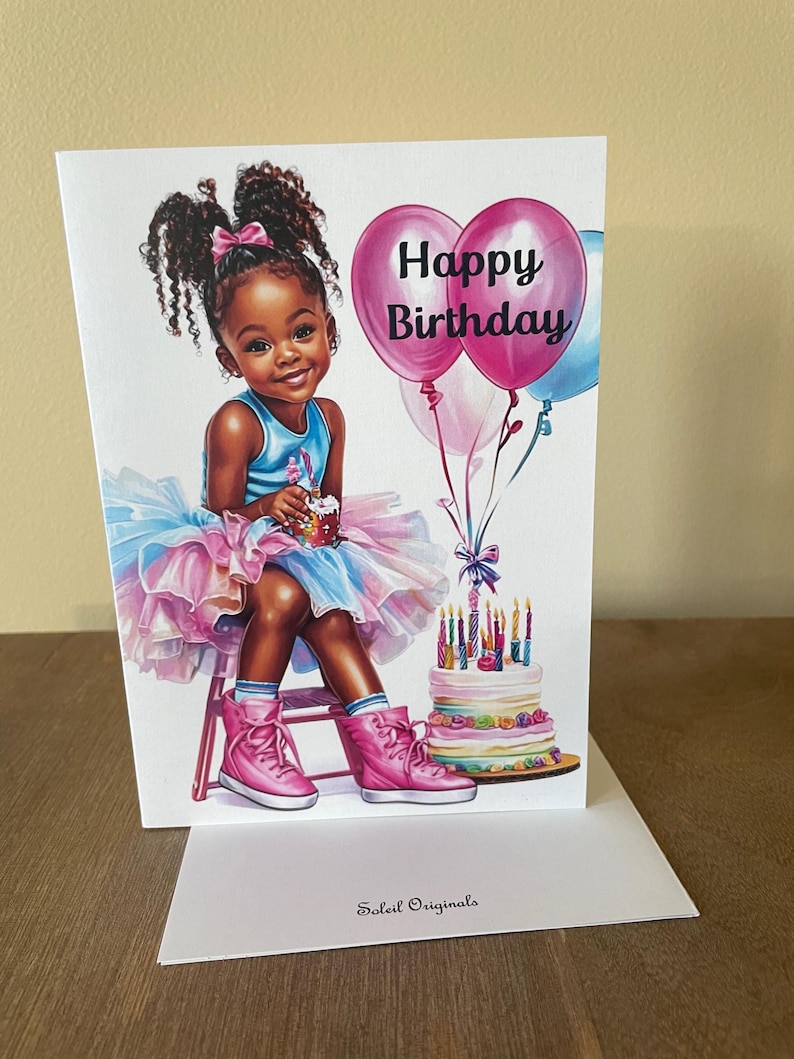 2 Count - Assorted Black Birthday Girl Cards, African American Girl ...