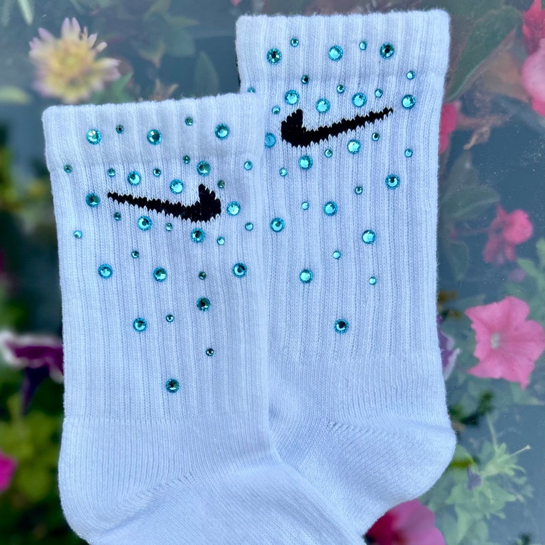 Nike Long Crew Rhinestone Gem Bridal Socks - Etsy