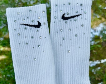 Long Crew Rhinestone Gem Socks - Etsy