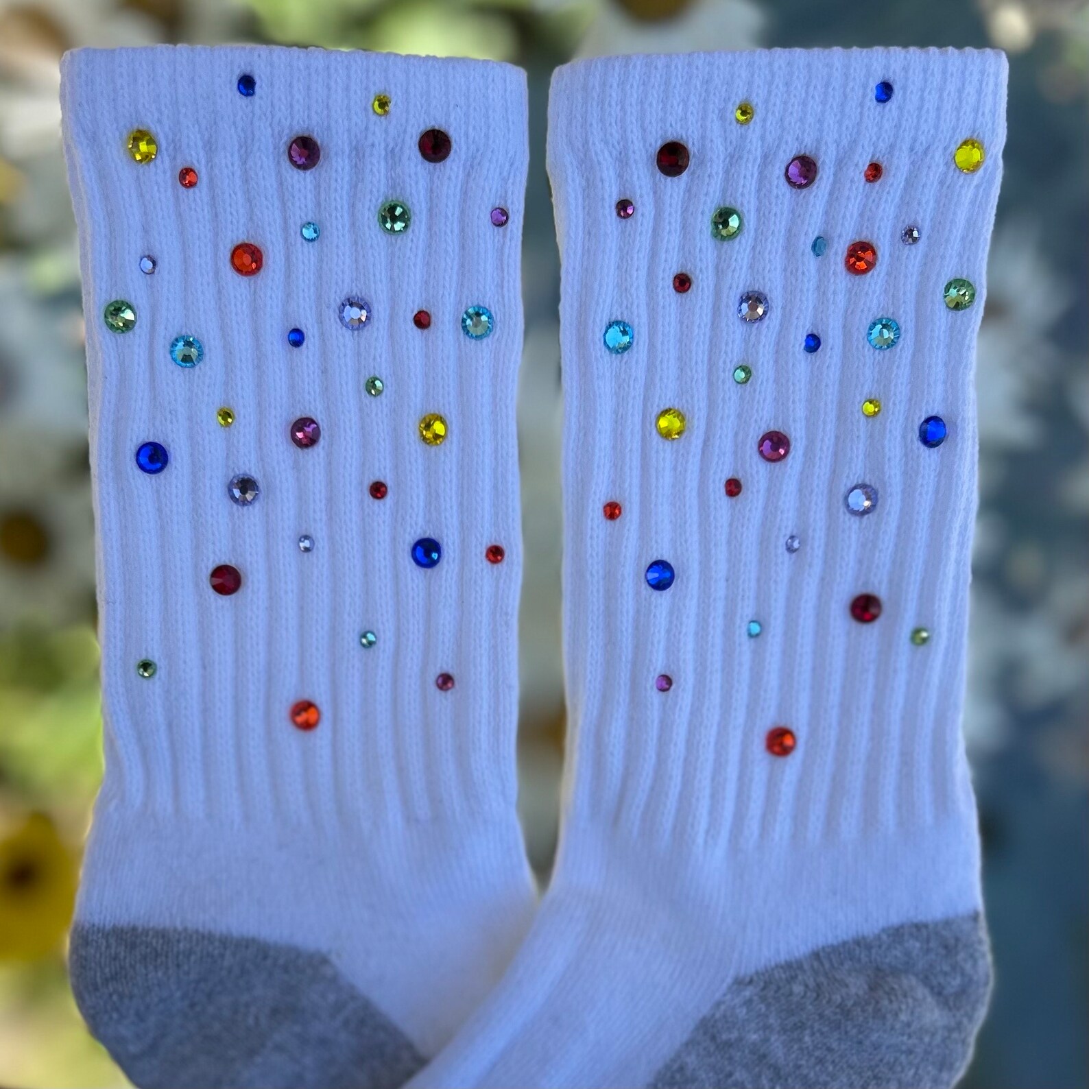 Long Crew Rhinestone Gem Socks - Etsy