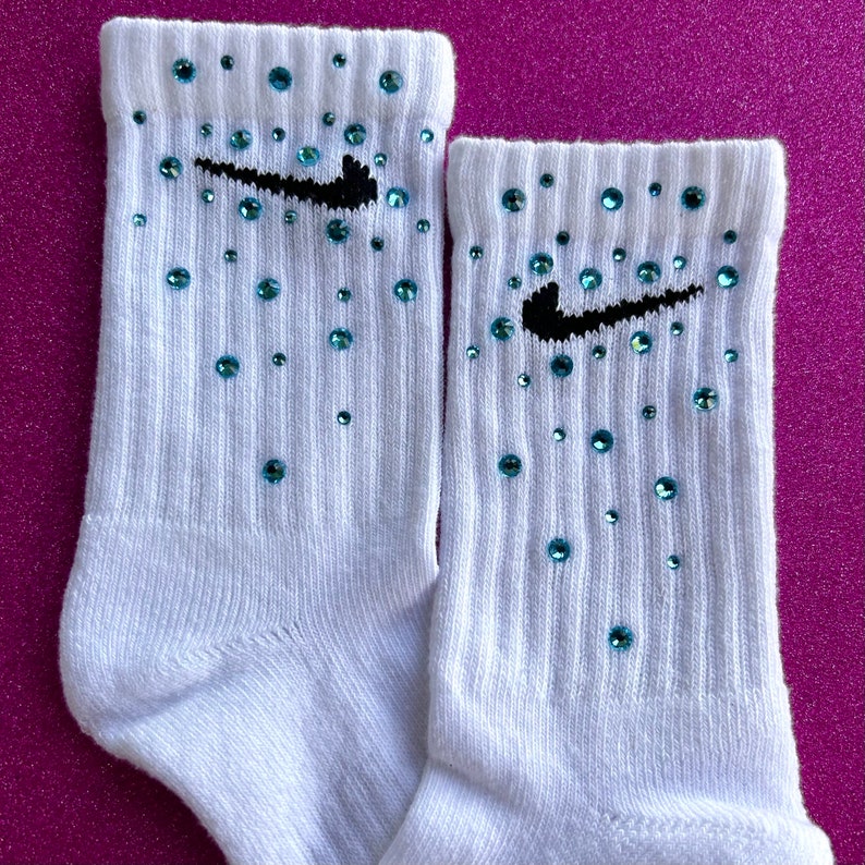 Nike Long Crew Rhinestone Gem Bridal Socks - Etsy
