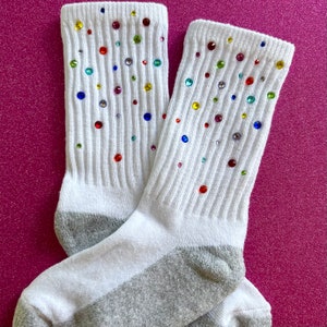 Long Crew Rhinestone Gem Socks - Etsy