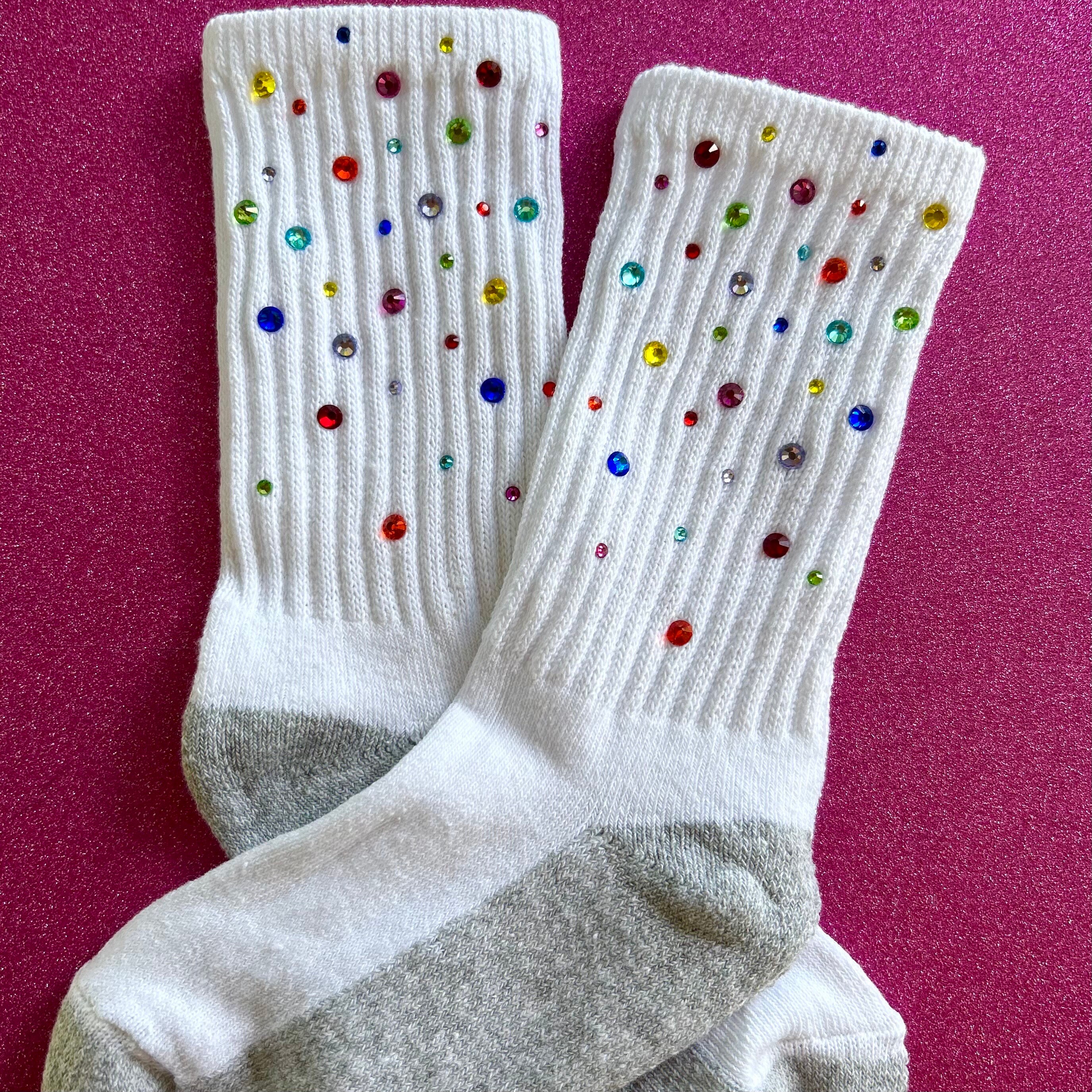Long Crew Rhinestone Gem Socks - Etsy