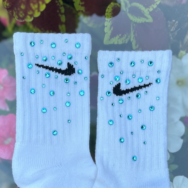 Nike Long Crew Rhinestone Gem Bridal Socks - Etsy